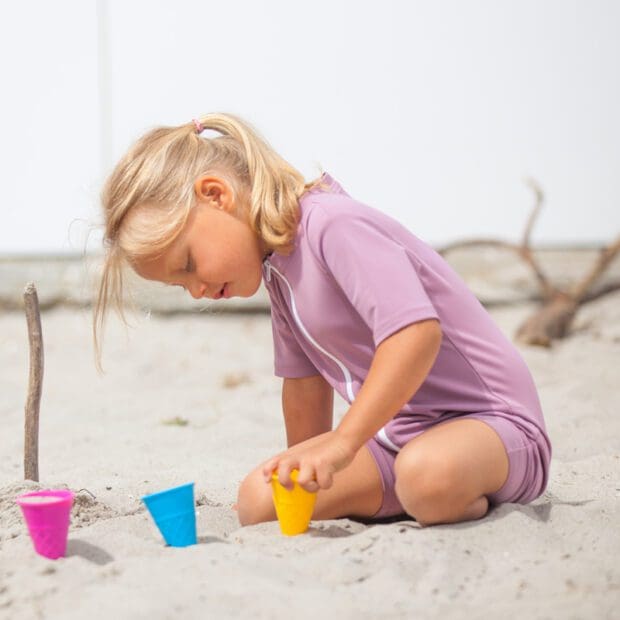 Noe STAR sunsuit S/S - heather - Petit Crabe