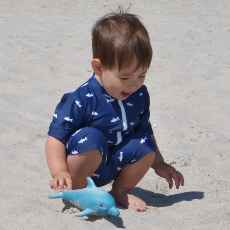 Natsu sunsuit S/S - blue-ocean-fish - Petit Crabe