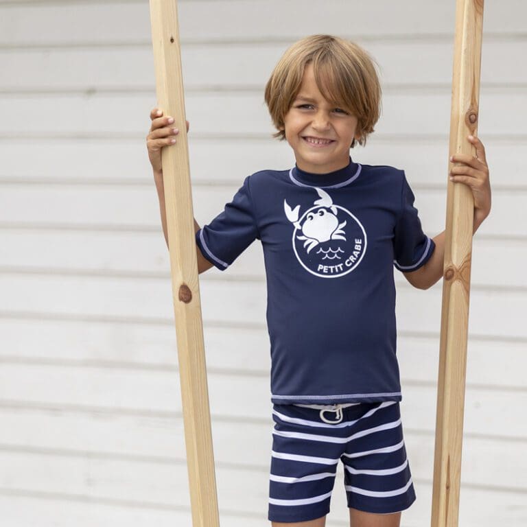 Alex Swim shorts - blue-white - Petit Crabe