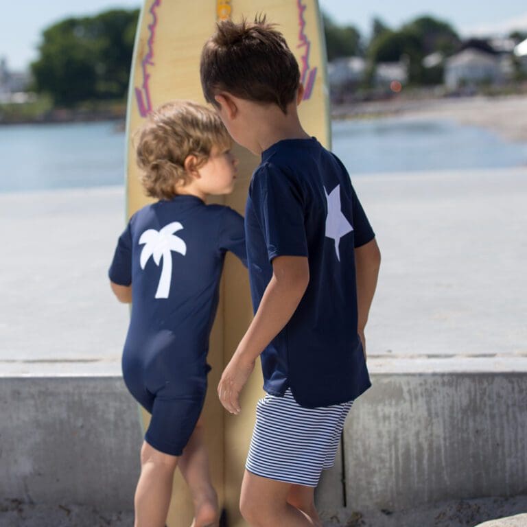 Alex Swim shorts - pencil-stripes - Petit Crabe