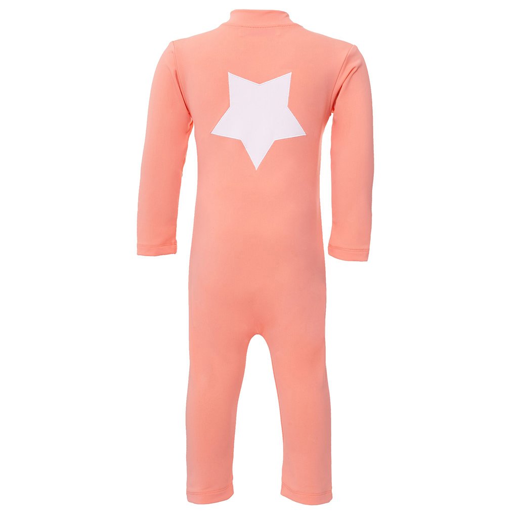 Lou - STAR sunsuit L/S - coral - Petit Crabe