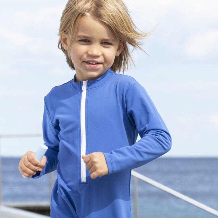 Lou - STAR sunsuit L/S - sapphire - Petit Crabe