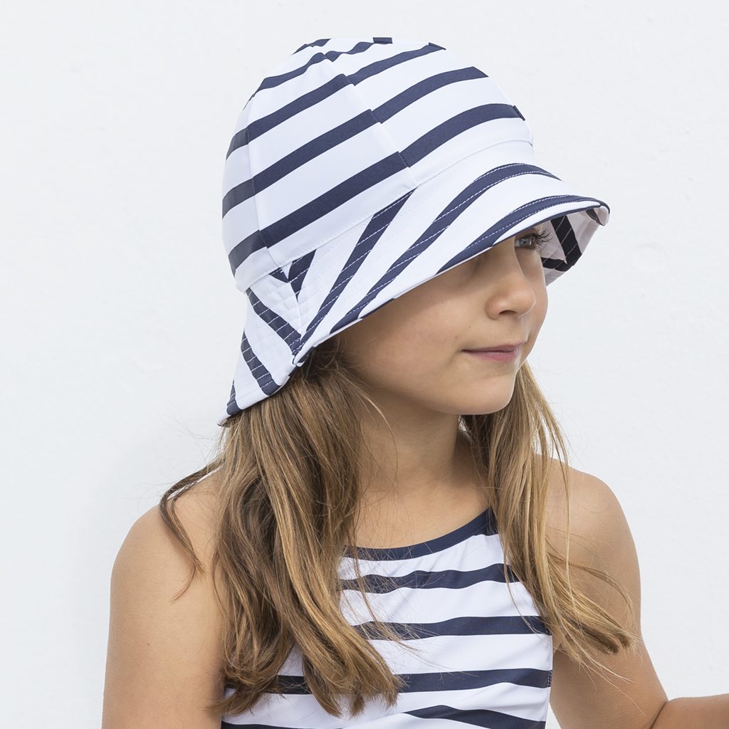 Frey Sun Hat - white-blue - Petit Crabe