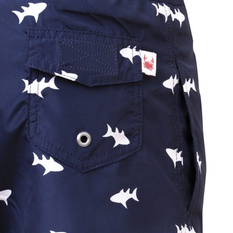 Boardie Swim Shorts - blue-ocean-fish - Petit Crabe