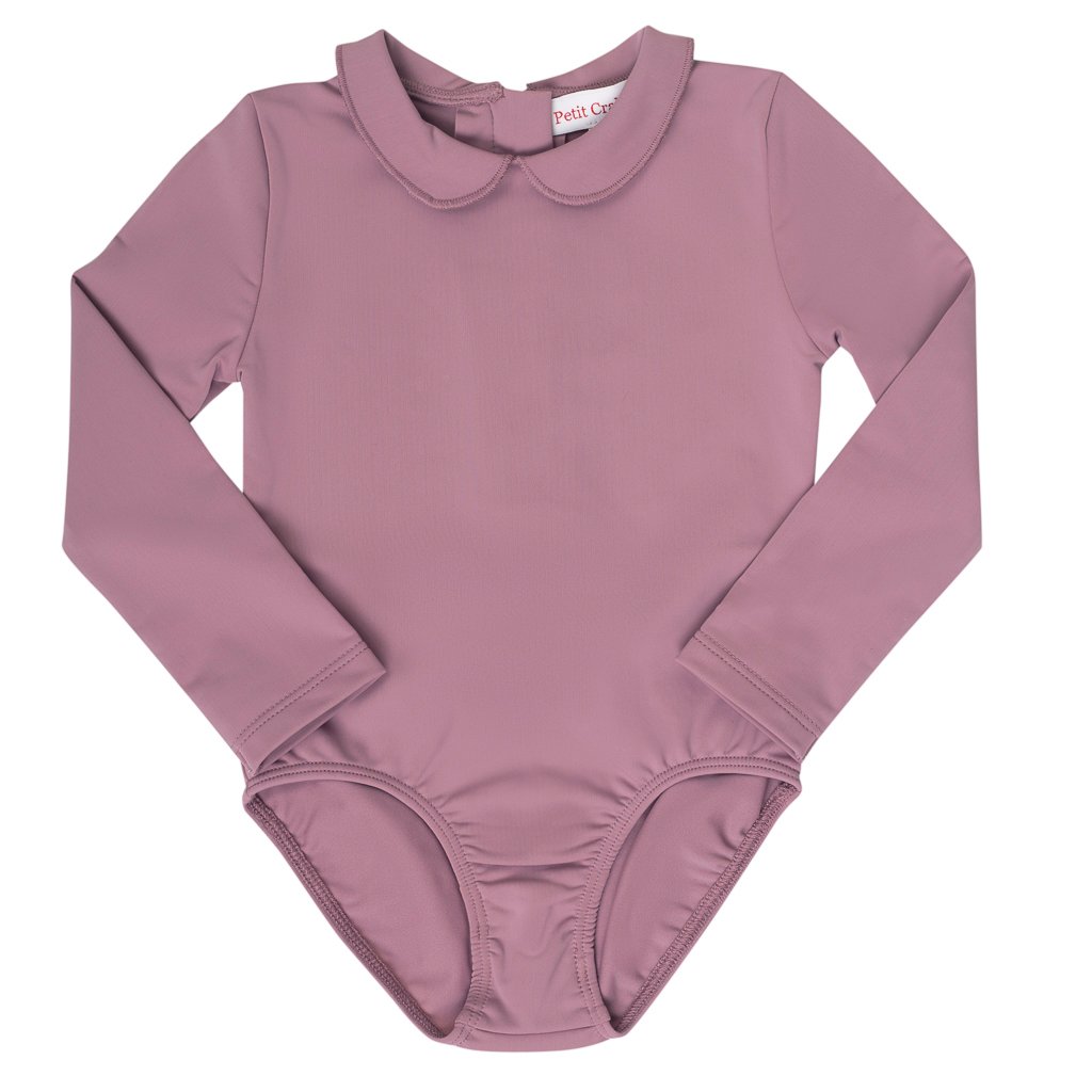 Peeter Pan collar Swimsuit L/S - heather - Petit Crabe