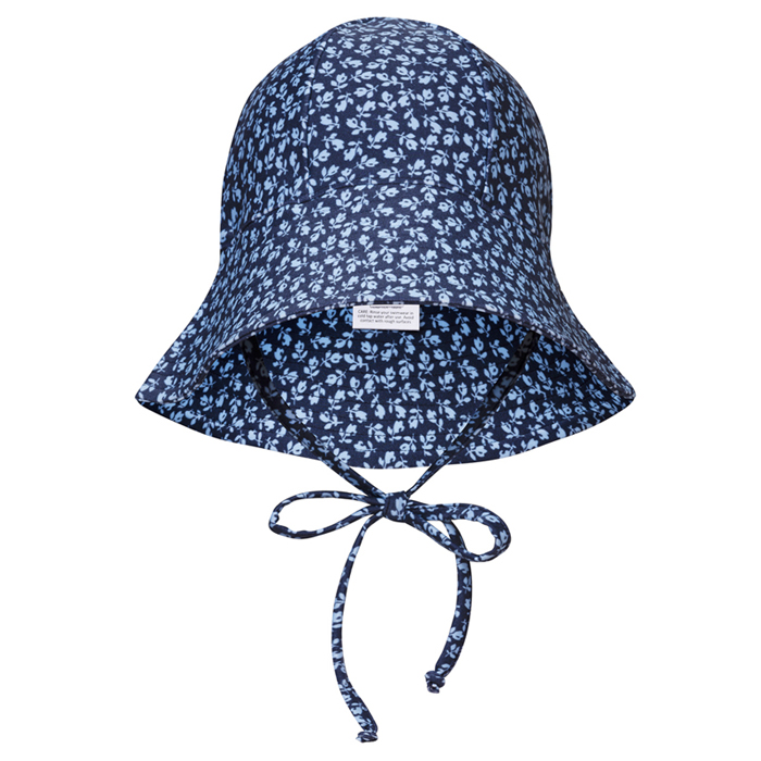 Frey Sun hat - dusty-blue-flowers - Petit Crabe