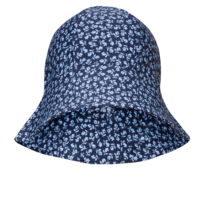 Frey Sun hat - dusty-blue-flowers - Petit Crabe