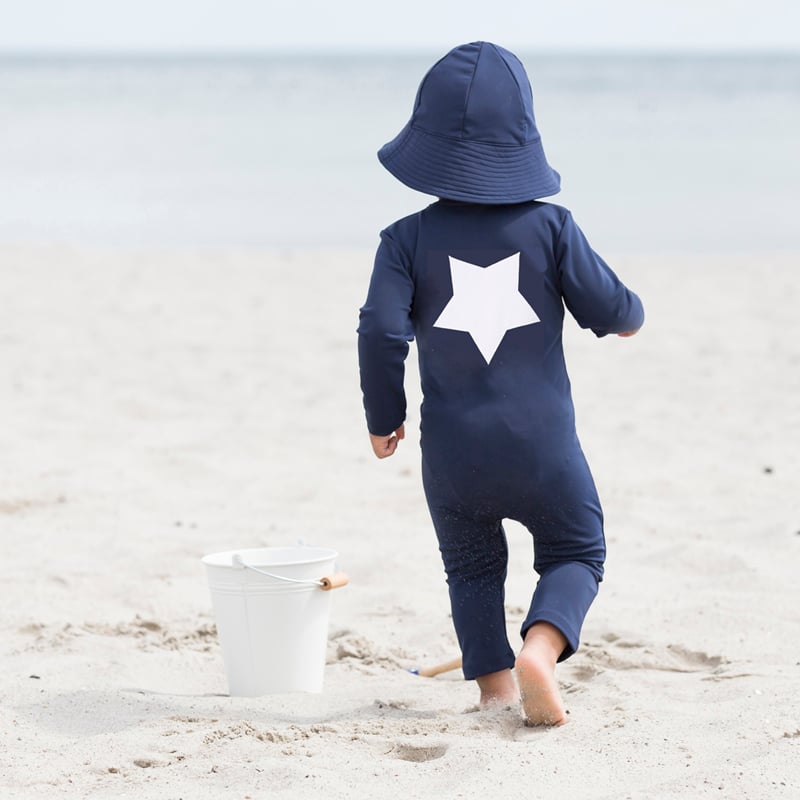 Lou - STAR sunsuit L/S - blue - Petit Crabe