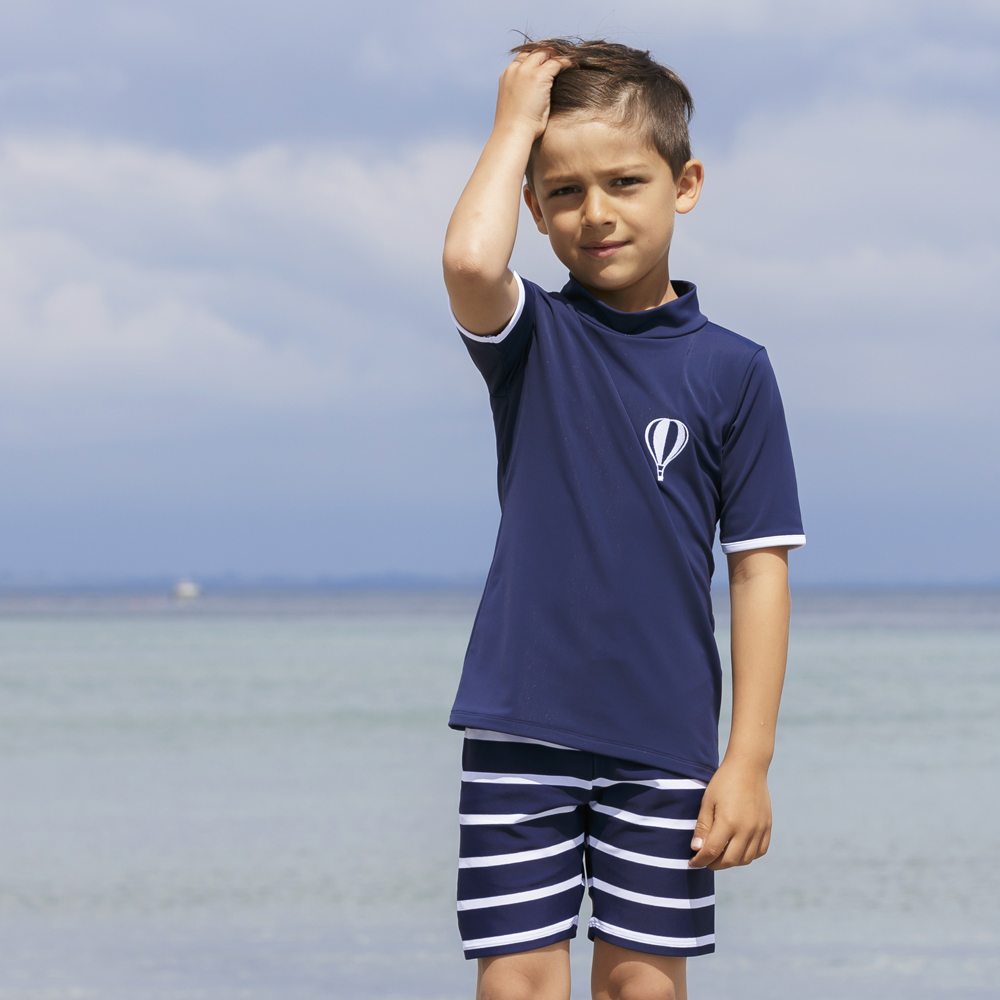 Alex Swim shorts - blue-white - Petit Crabe