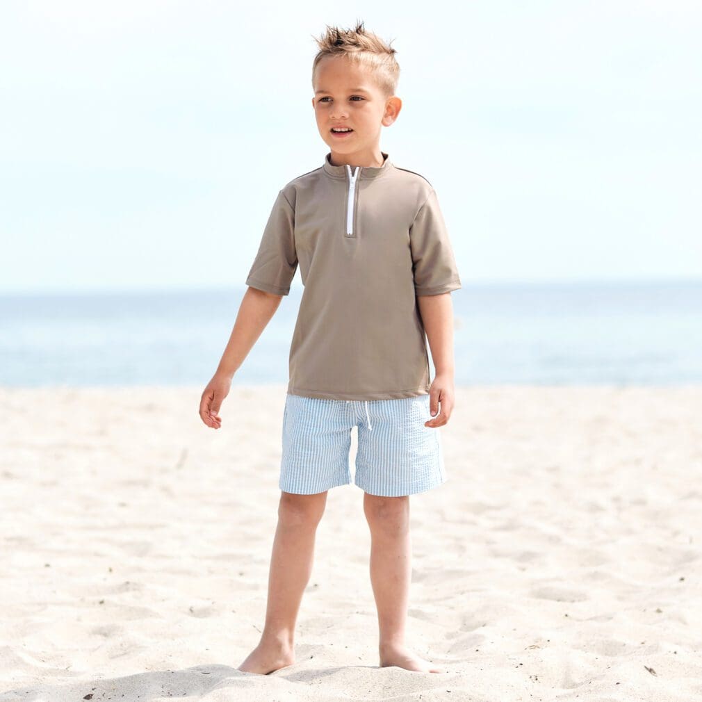 Max Half zip swim shirt S/S - taupe - Petit Crabe
