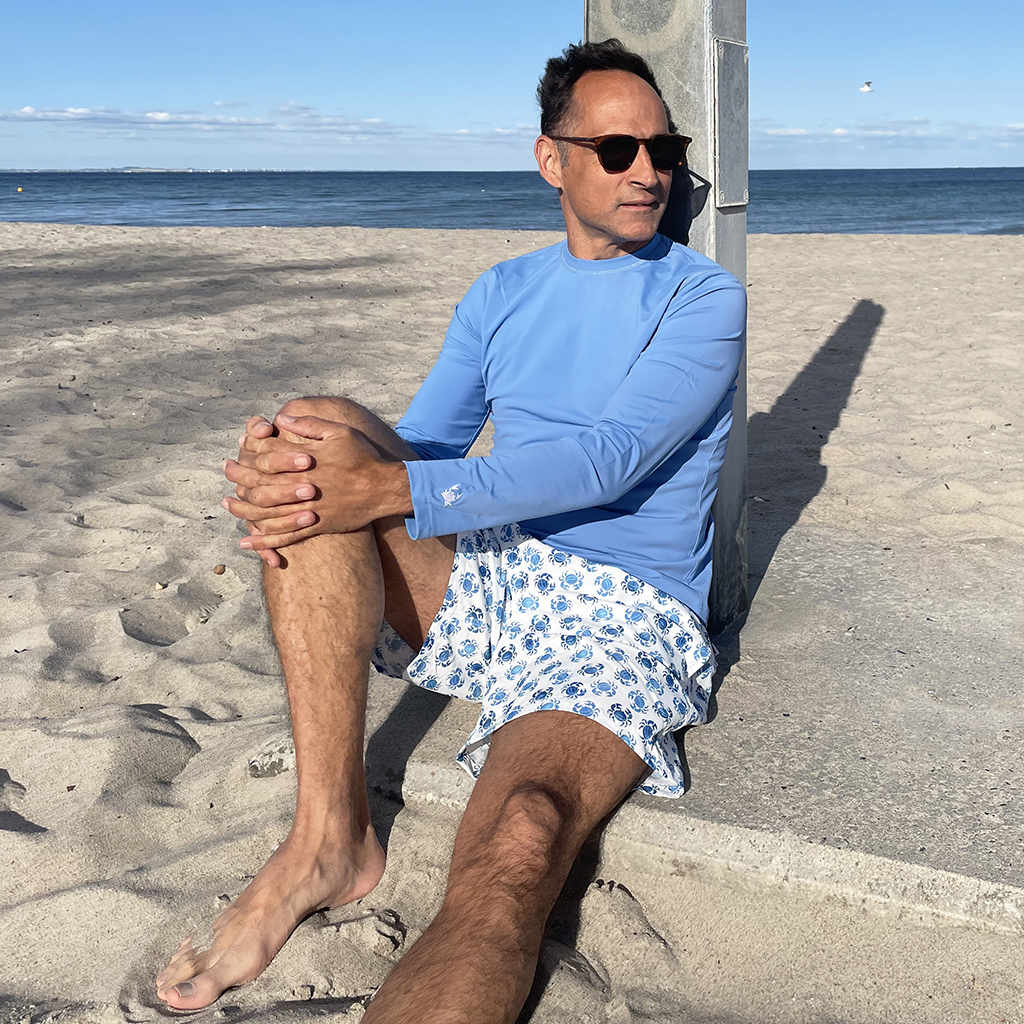 Enzo Man UV-Swimshirt L/S - cornflower - Petit Crabe