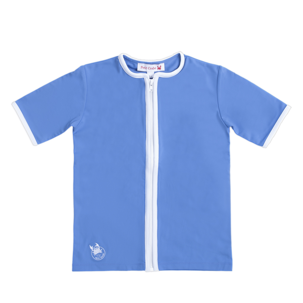 Salo Zipper UV-swim shirt S/S - cornflower - Petit Crabe