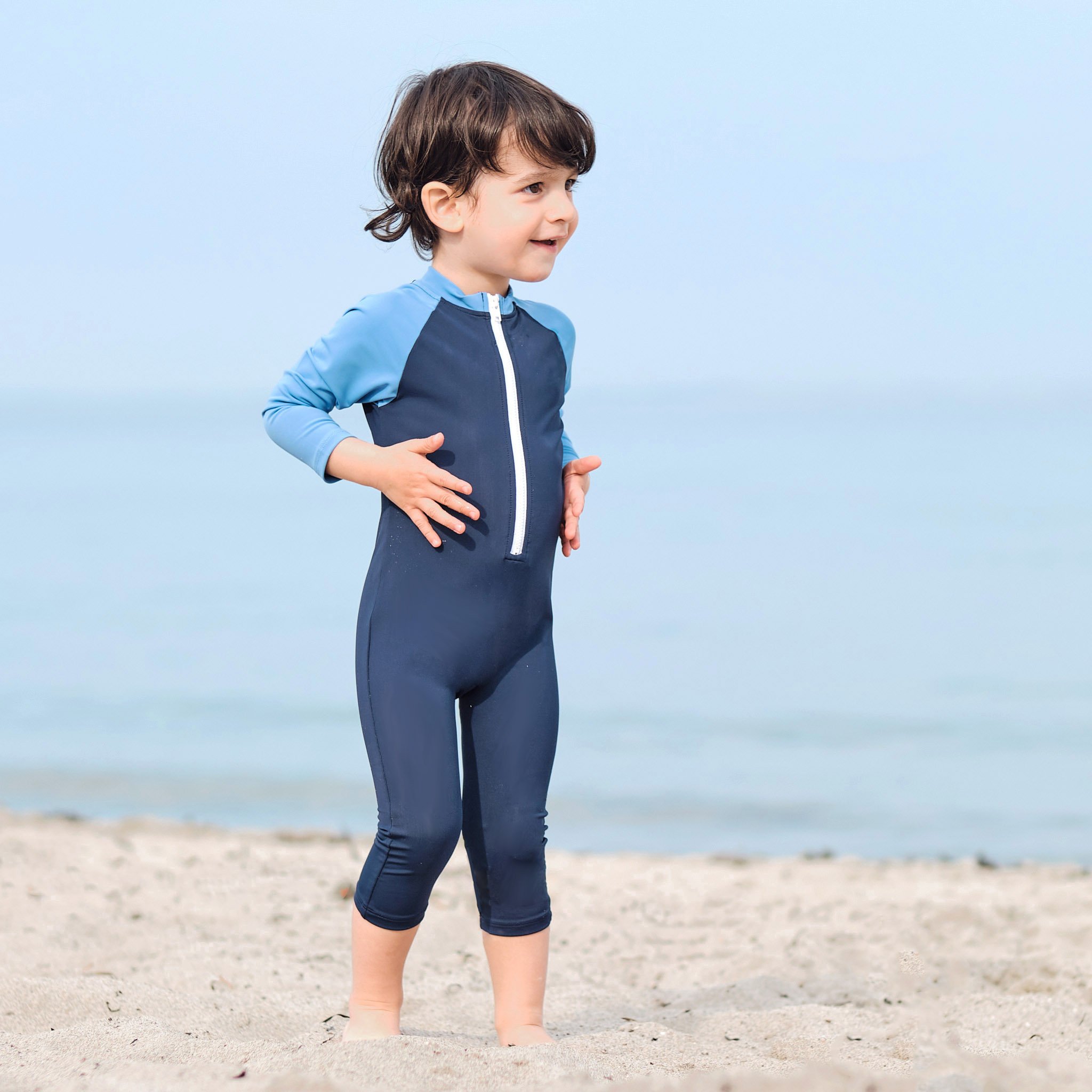 Multi Color UV-Sunsuit L/S - Blue - Petit Crabe