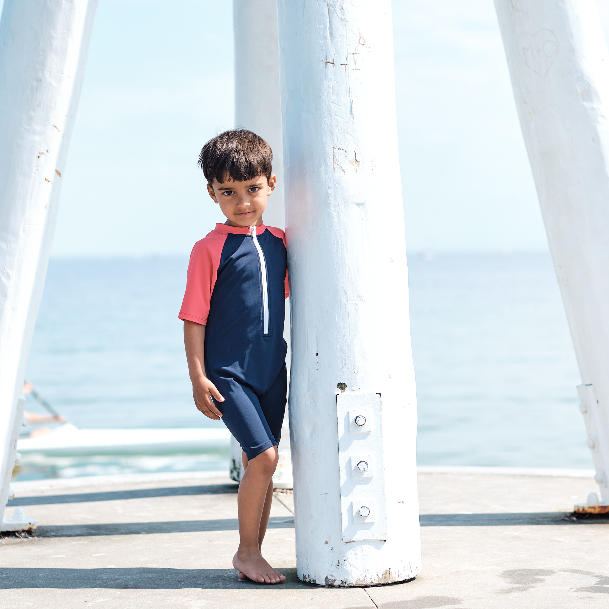 Multi Color Sunsuit S/S - blue - Petit Crabe