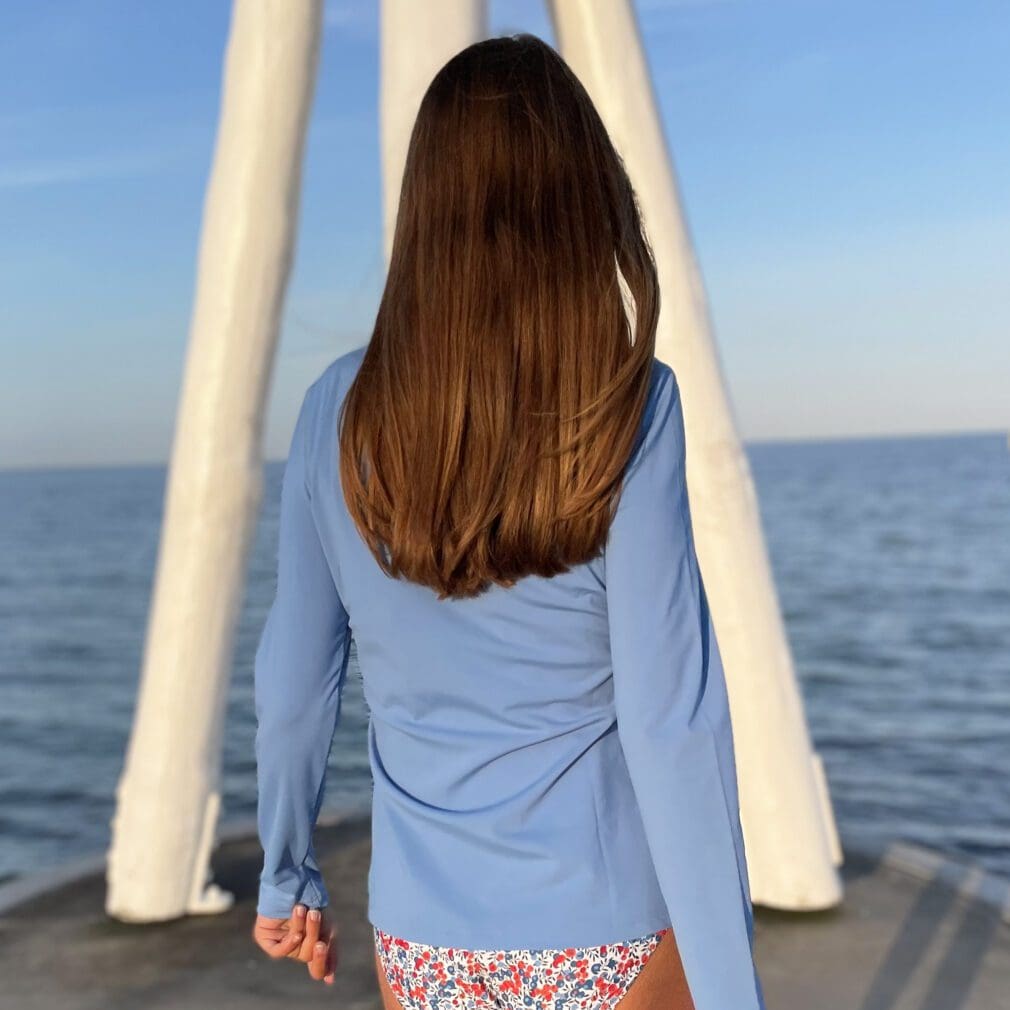 Elle Woman Swimshirt UPF 50+ L/S - cornflower - Petit Crabe