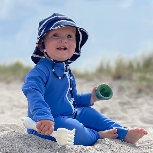 Lou - RABBIT sunsuit L/S - Sapphire - Petit Crabe