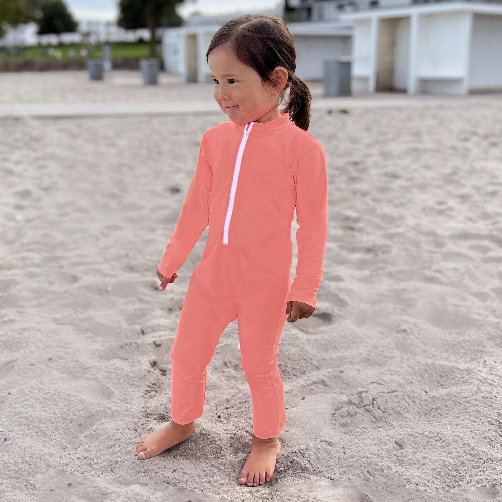 루하트 풀 바디수트 Lou – HEART sunsuit L/S – tropicana - Petit Crabe
