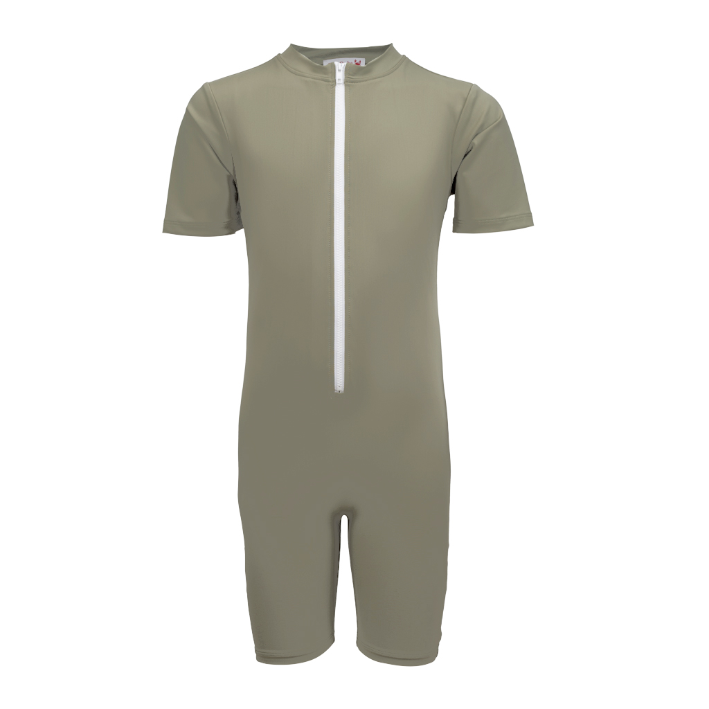 Noe CHERRY sunsuit S/S - olive - Petit Crabe