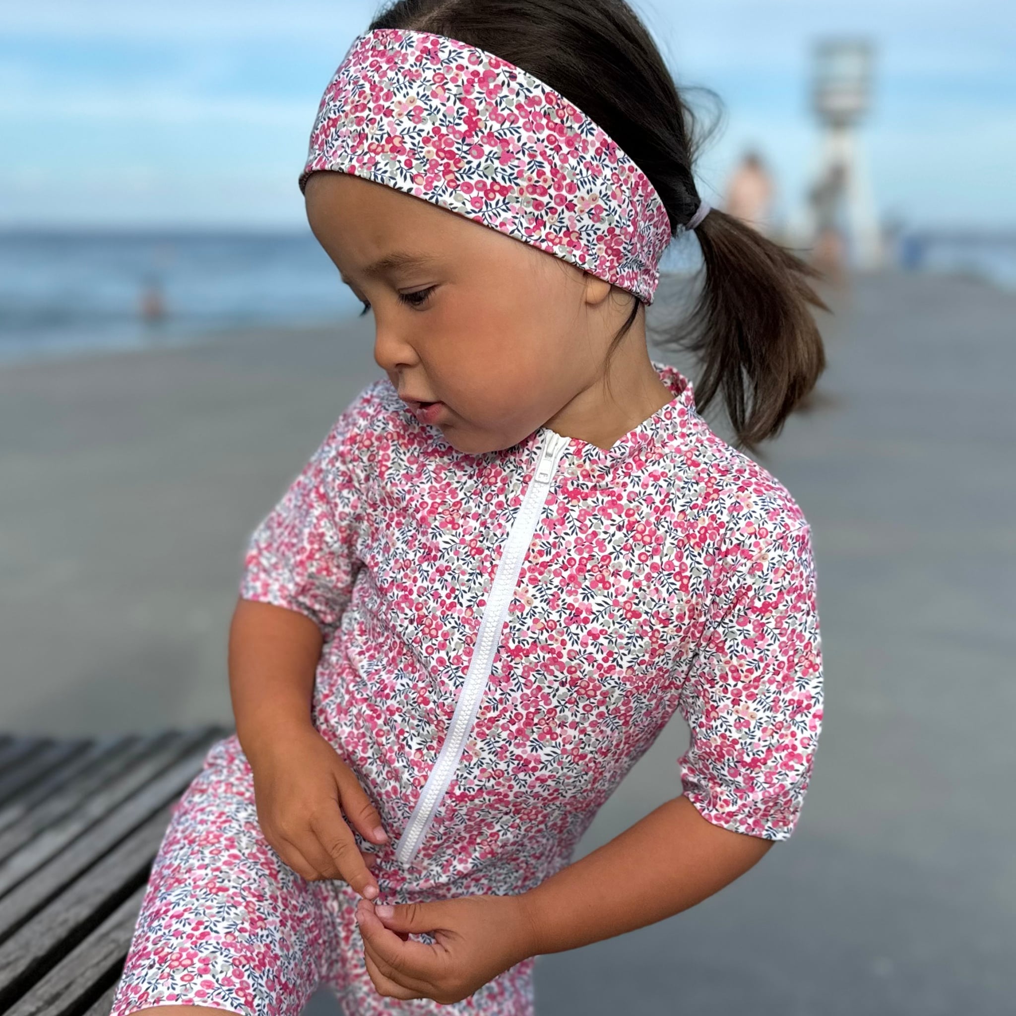 Natsu sunsuit S/S – “wiltshire bud” Made with Liberty fabric - Petit Crabe