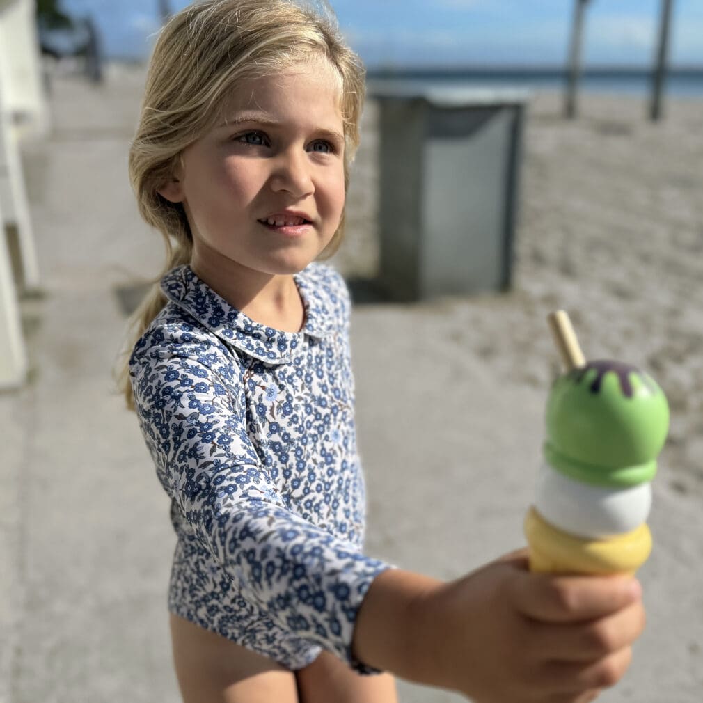 Peeter Pan collar Swimsuit L/S – “empress” Made with Liberty fabric ...