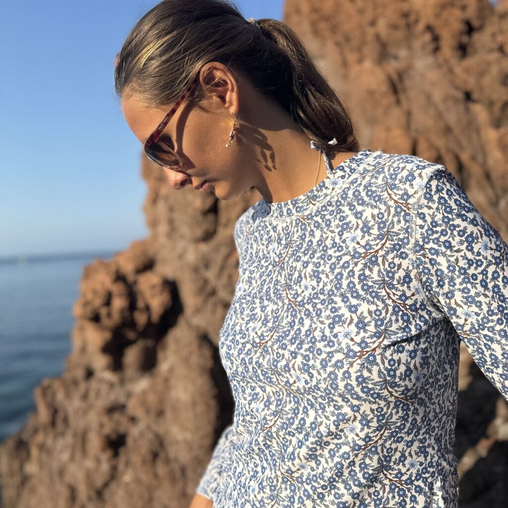 Elle Woman Swimshirt L/S – “empress” Made with Liberty fabric - Petit Crabe